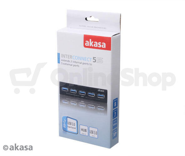 AKASA interní USB Hub do 3,5" pozice / AK-ICR-19 / 5x USB3.0 / černý ...