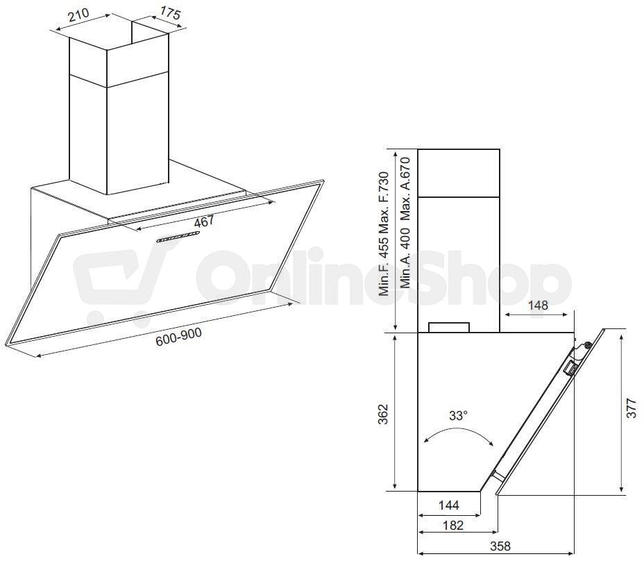 Odsavač par AirForce F203 60 BK | OnlineShop.cz