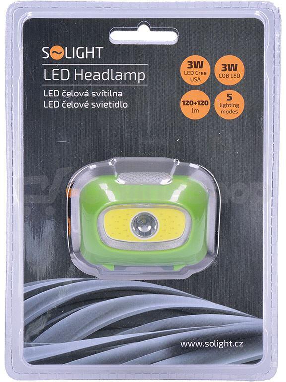 Solight LED čelová svítilna, 3W Cree + 3W COB, 120lm, bílé + červené ...