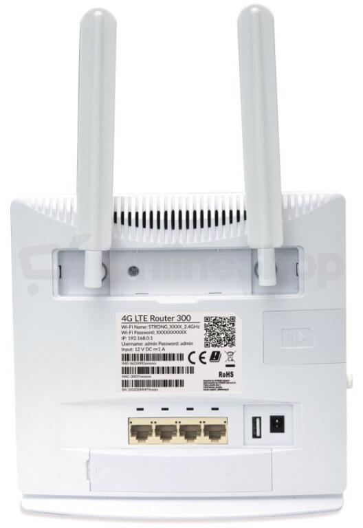 STRONG 4G LTE router 300/ Wi-Fi standard 802.11b/g/n/ 300 Mbit/s/ 2,4GHz/ 4x LAN (1x WAN)/ USB ...