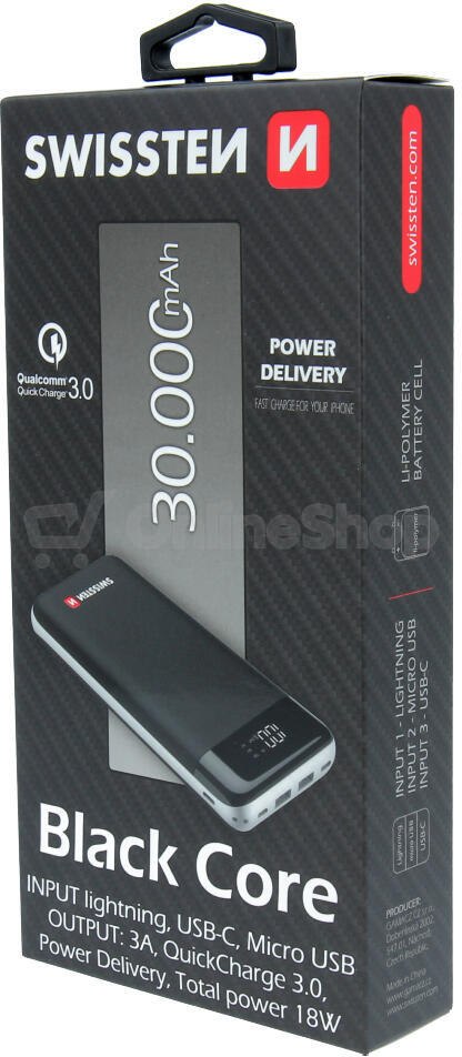 SWISSTEN BLACK CORE POWER BANK 30000 mAh | OnlineShop.cz
