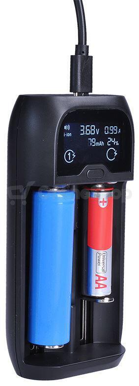 Solight nabíječka baterií Li-Ion, LiFePO4, Ni-MH/CD, AA, AAA, 18650, 2000mA, 2 kanály, LCD ...