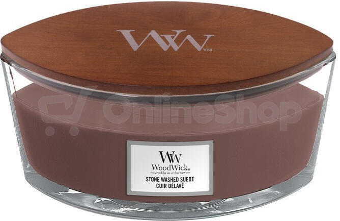 WoodWick Stone Washed Suede vonná svíčka s dřevěným knotem 453,6 g ...