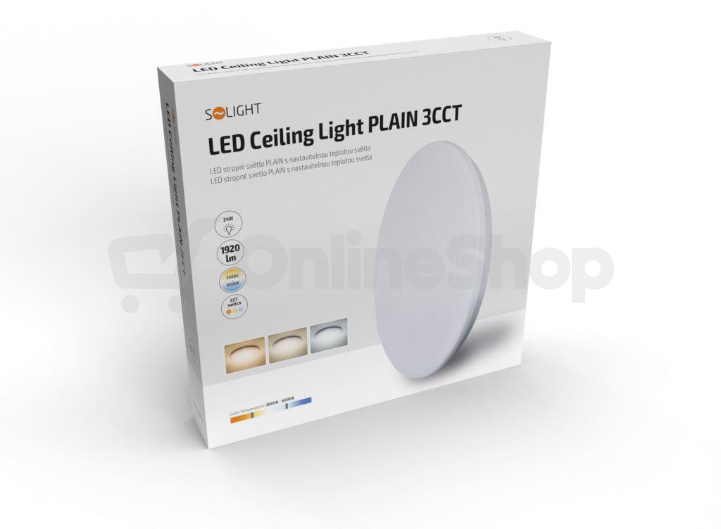 Solight LED stropní světlo Plain, 3CCT, 24W, 1920lm, 3000K, 4000K, 6000K, kulaté, 38cm ...