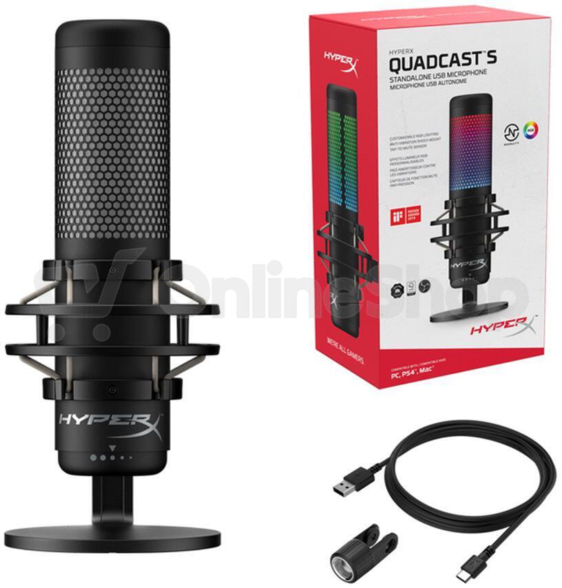 HP Inc. HyperX QuadCast S - USB Microphone (Black-Grey) - RGB Lighting ...