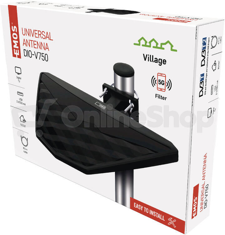 Emos anténa univerzální VILLAGE DIO-V750, DVB-T2, filtr LTE/4G/5G ...