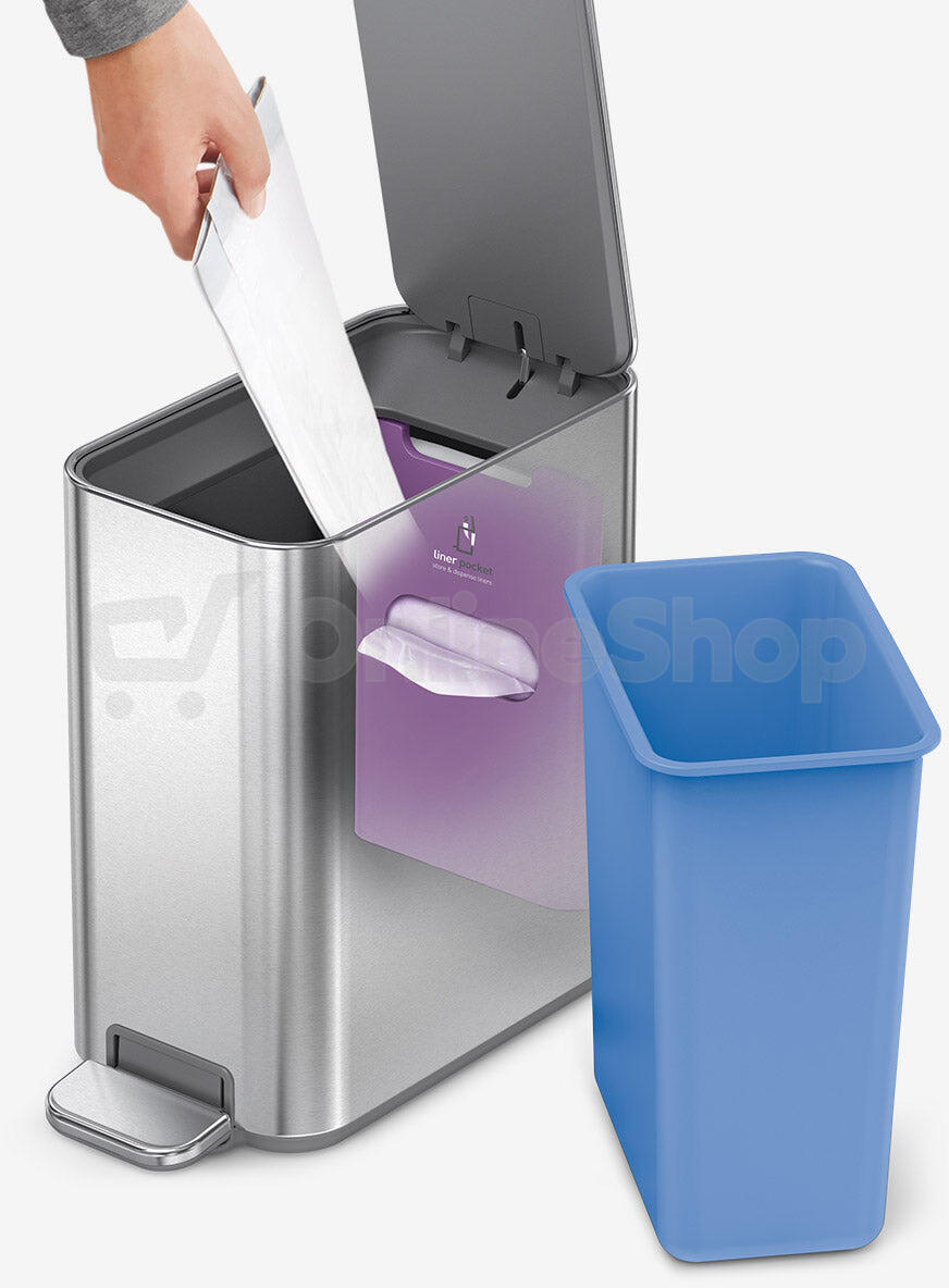 Pedálový úzký odpadkový koš Simplehuman – 5 l, kartáčovaná nerez ocel ...