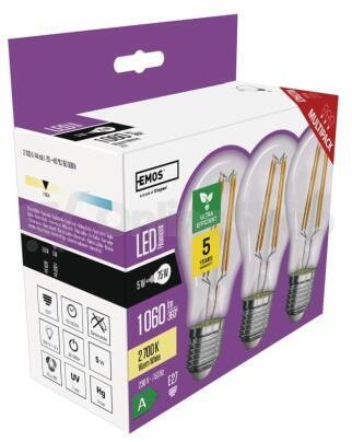 Emos LED žárovka Filament A60 / E27 / 5 W (75 W) / 1 060 lm / teplá bílá (ZF5157.3) | OnlineShop.cz