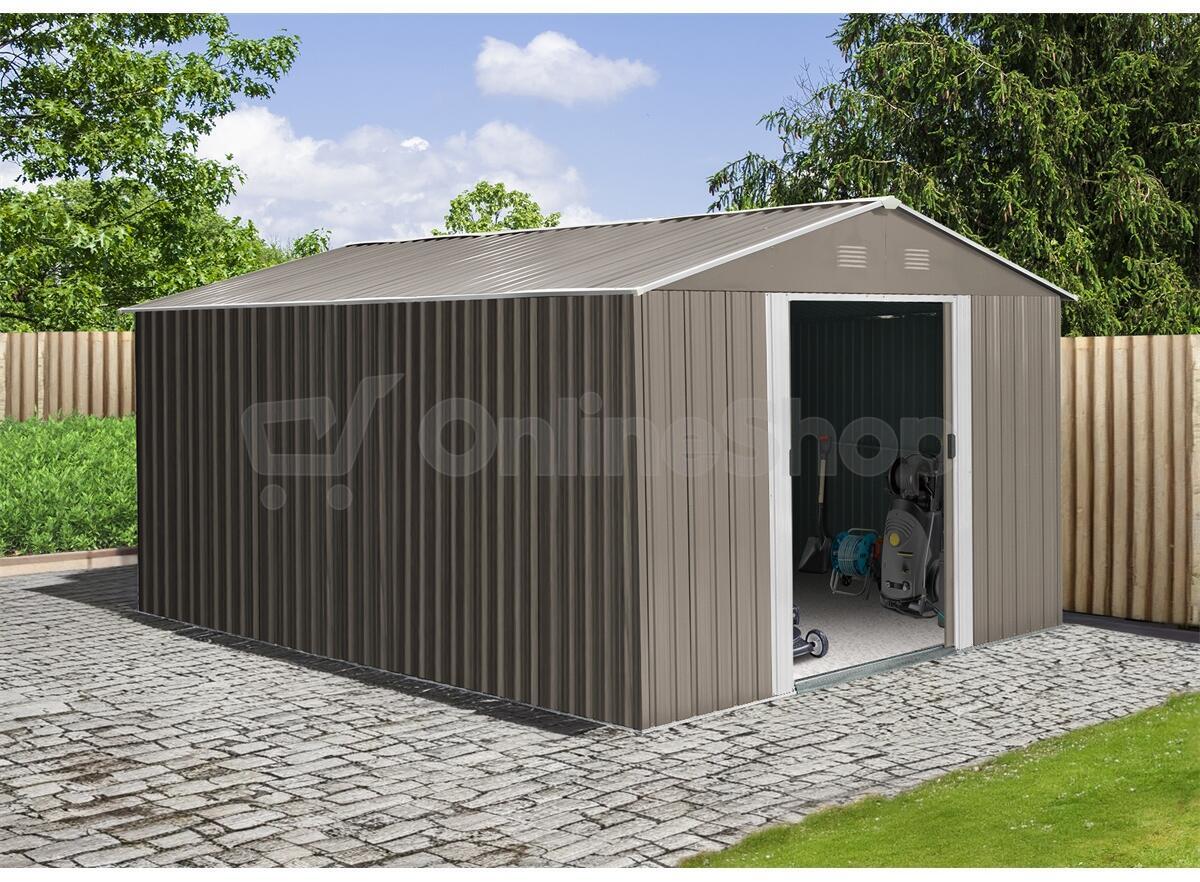 Recenze Riwall PRO RMSA 12x10 Brown, zahradní domek kovový 3 x 3,7 m se ...