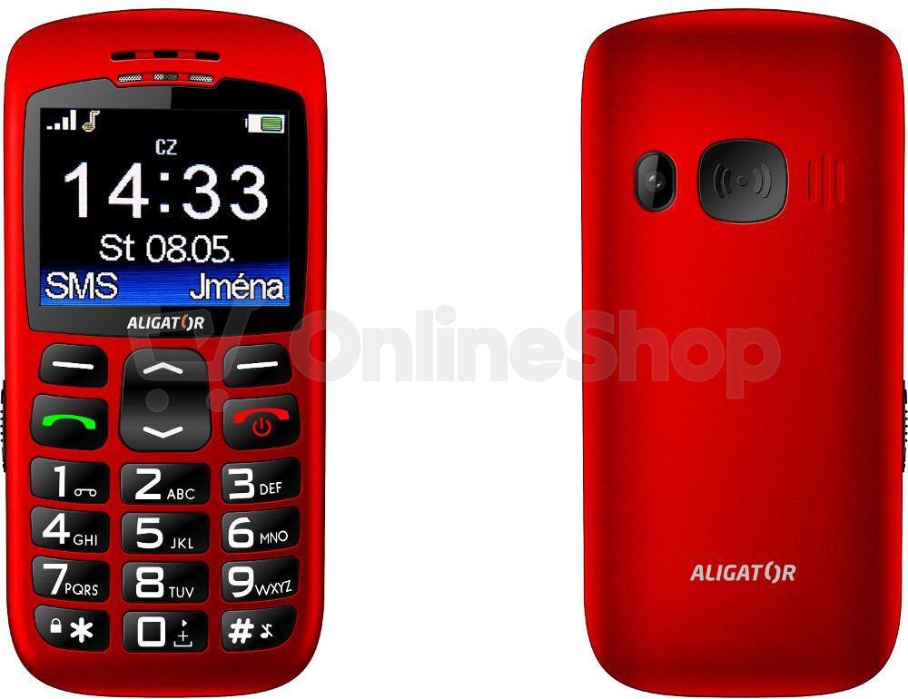 Diskuze Aligator A670 Senior + nabíjecí stojánek, červený - mobilní ...