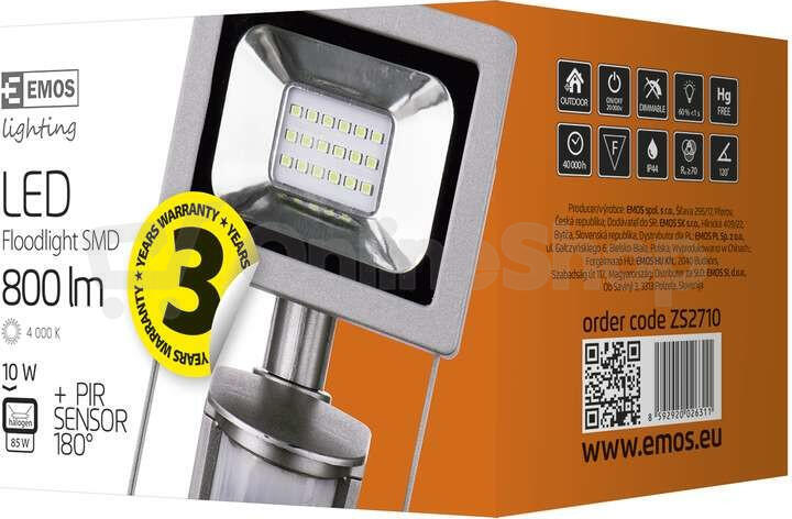 Emos lED reflektor PROFI s pohybovým čidlem, 10W neutrální bílá (ZS2710 ...