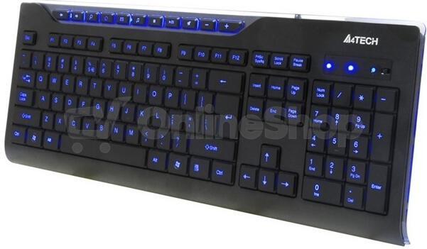 A4tech multimediální klávesnice KD-800L modře podsvícená, CZ/US, USB | ONLINESHOP.cz