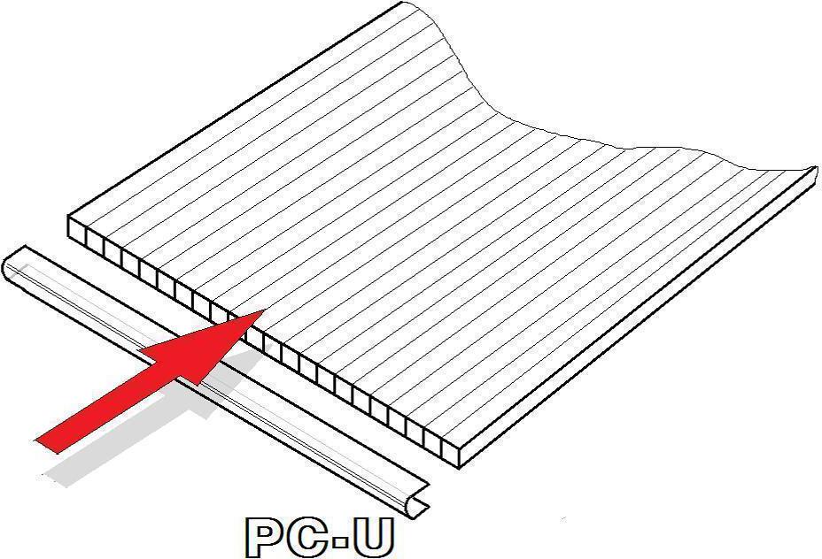 PC U-profil 16 mm pro skleník, délka 2,10 m (1 ks) LG2584 | OnlineShop.cz