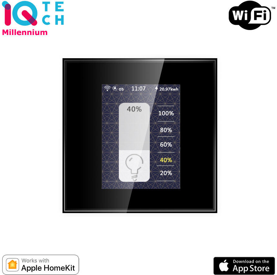 iQtech Millennium L8HSHKB, Wi-Fi multifunkční vypínač Apple Homekit, černý | ONLINESHOP.cz