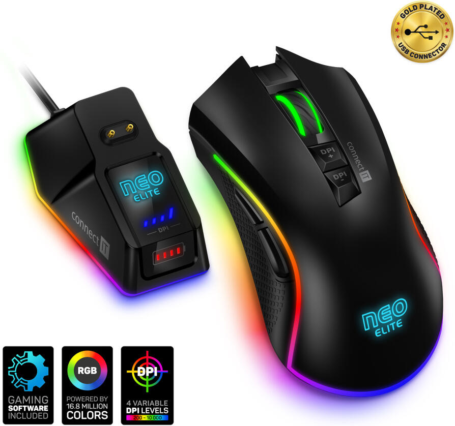 Alternativy k CONNECT IT NEO ELITE herní myš s nabíjecím dokem,RGB,7 ...