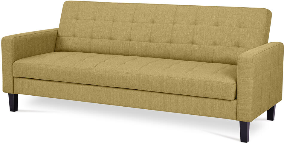 Rozkládací pohovka click-clack, 3místná, potah žlutozelená látka, nohy ...