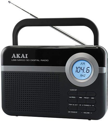 Rádio AKAI, PR006A-471U, přenosné, FM tuner s PLL, LCD displej, AUX-IN ...