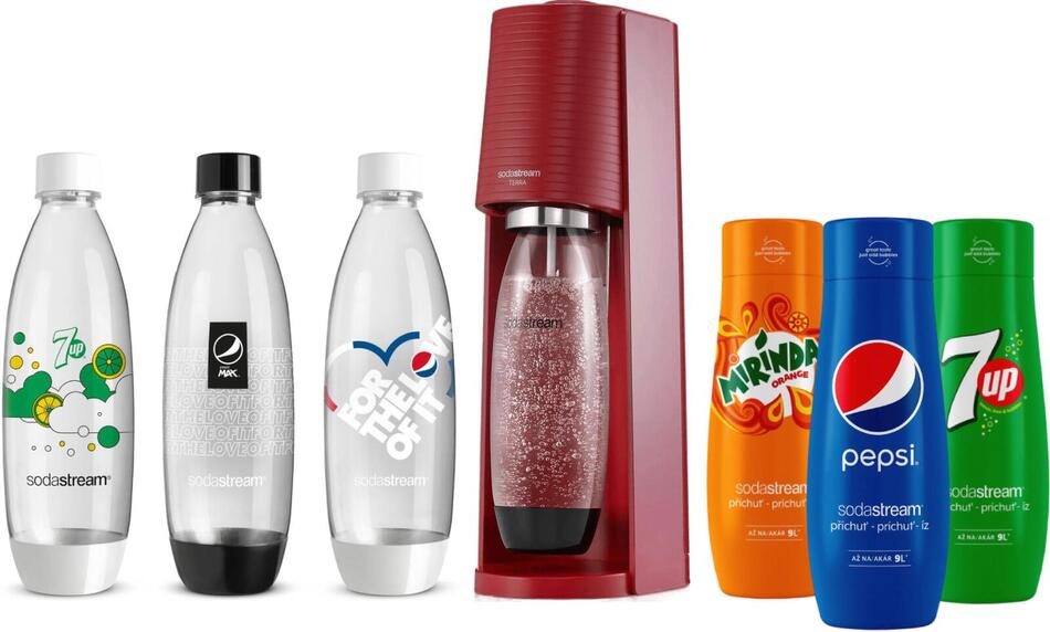 SET SodaStream Terra Red + Náhradní láhve Sodastream FUSE 3 x 1l ...