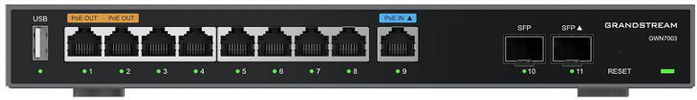 Grandstream GWN7003 VPN router 2 SFP, 9 Gb porty / 1 PoE in, 2 PoE out ...