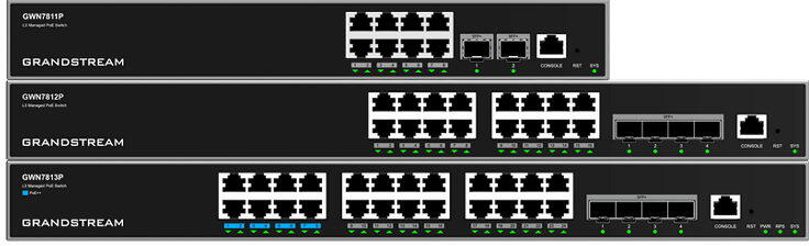Grandstream GWN7813P Layer 3 Managed Network PoE Switch, 24 portů / 4 ...