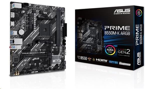 ASUS PRIME B550M-K ARGB soc.AM4 B550 DDR4 mATX M.2 HDMI DP (90MB1GC0 ...