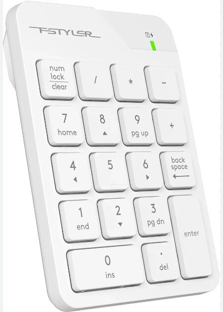 A4tech FSTYLER bezdrátová numerická klávesnice, USB nano, bílá (FGK21C ...