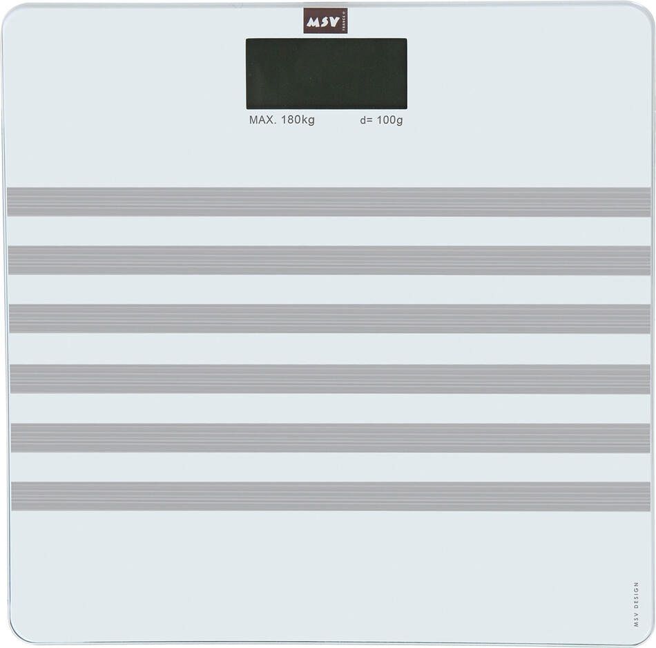 MSV osobní váha SEAUVILLE, bílá, šedé pruhy, sklo, 29 x 29 cm ...
