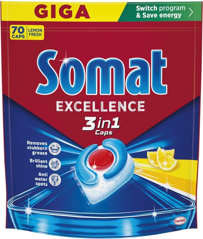 Somat Excellence 3v1 tablety do myčky Lemon, 70 ks | OnlineShop.cz