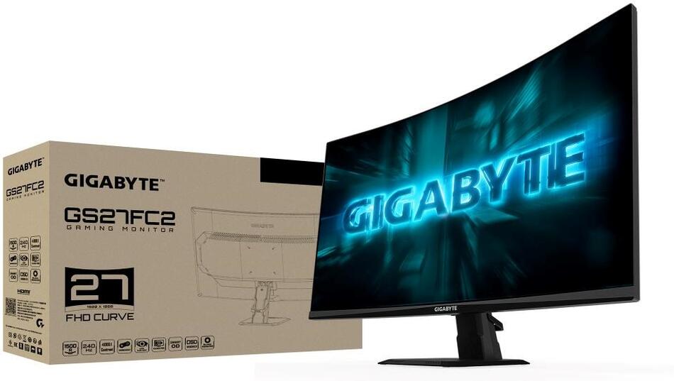 GIGABYTE LCD - 27" Gaming monitor GS27FC2, Prohnutý VA 1500R, 1920x1080 ...