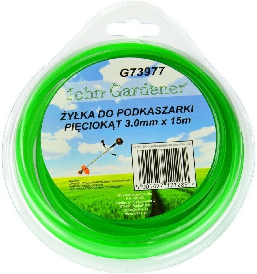 Struna do sekačky zelená zesílená, 3,0mm, 15m, hvězdicový profil, nylon ...