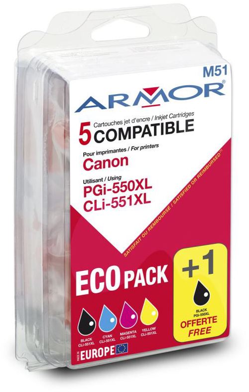 Recenze Armor Ink CMYK, PGI550BXL+CLI551CMYK pro tiskárny Canon MG5450 ...