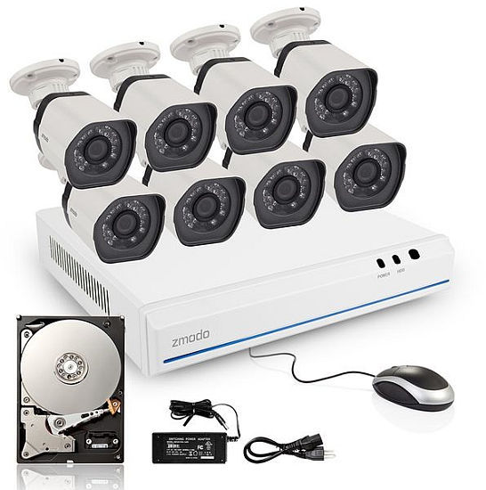 ZMODO 720P sPoE NVR kit 8CH kamerový systém, 1TB HDD, recorder + 8x IP ...