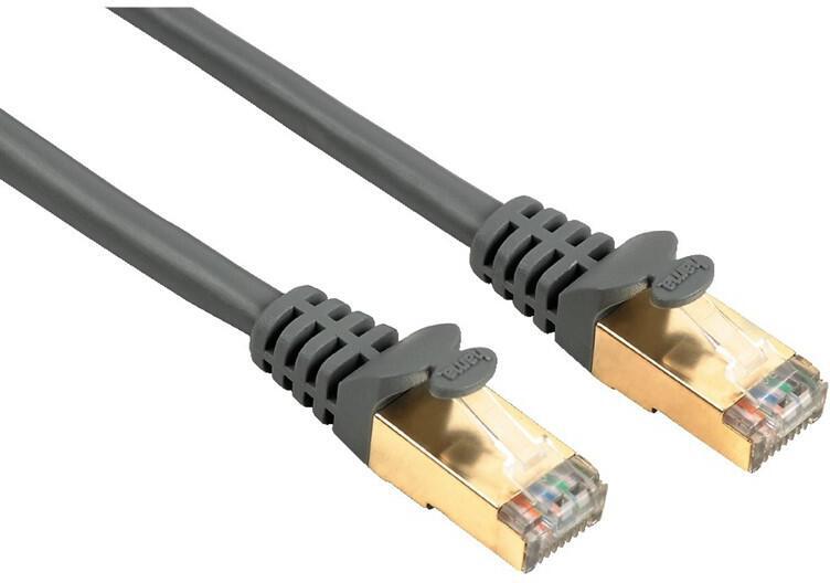Kabel Hama síťový (RJ45), 10m, stíněný - šedý | ONLINESHOP.cz