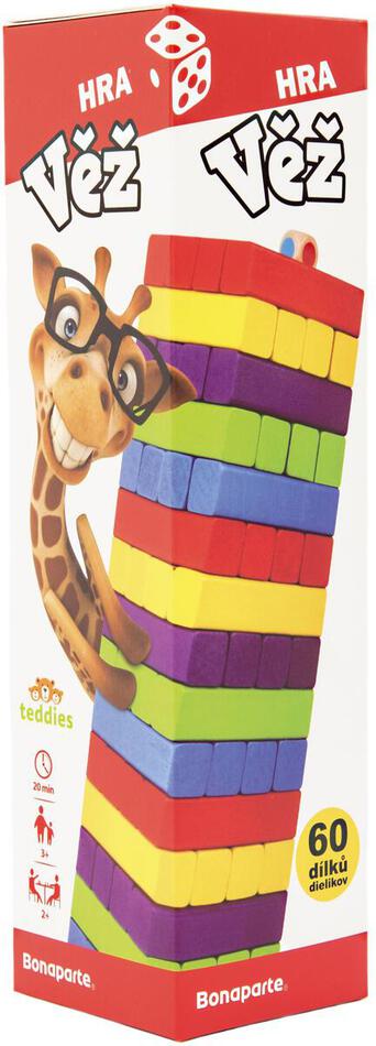 Hra věž dřevěná 60ks barevných dílků společenská hra hlavolam v ...