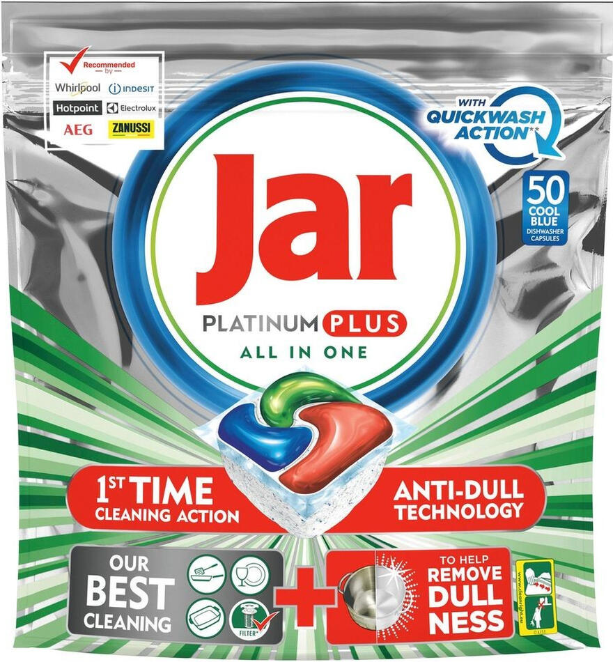 Jar Platinum Plus All in One Quickwash Action Cool Blue kapsle do myčky ...