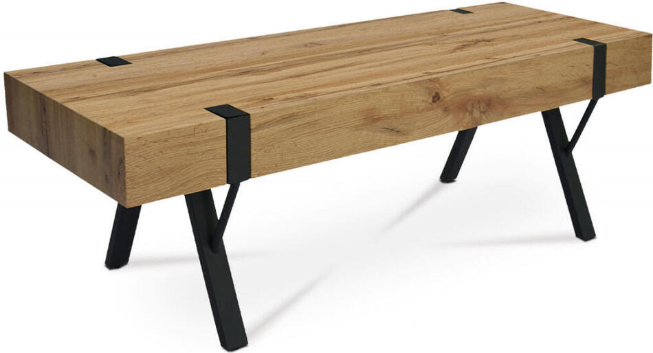 TV stolek 120x40x40 cm, MDF deska, 3D dekor divoký dub, kov - černý lak ...