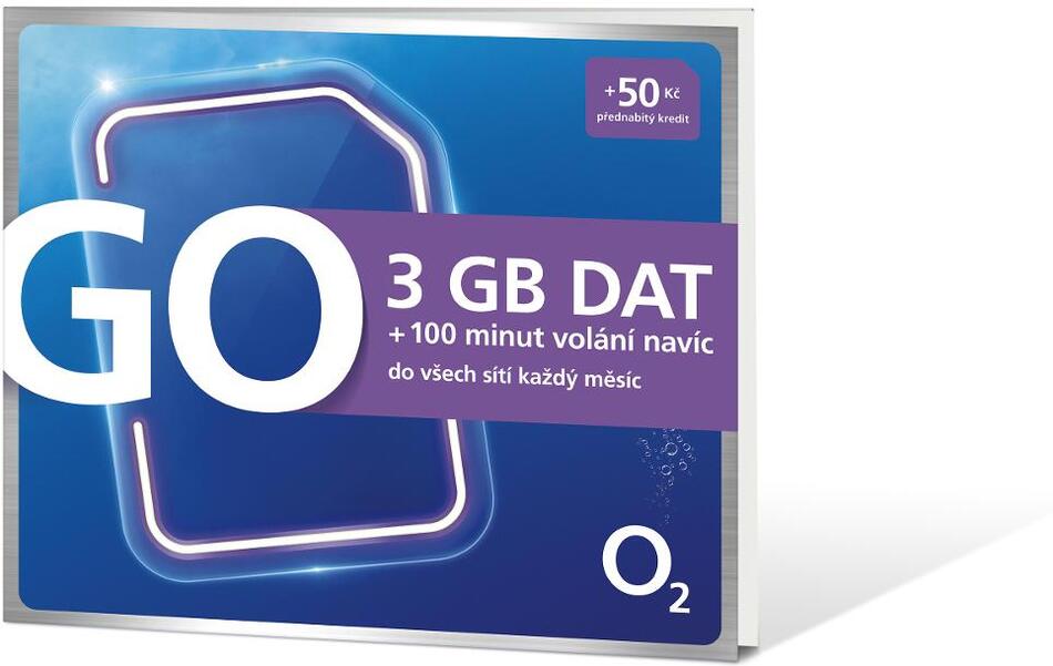Předplacená karta GO O2 GO SIM 3GB + 100 minut | OnlineShop.cz