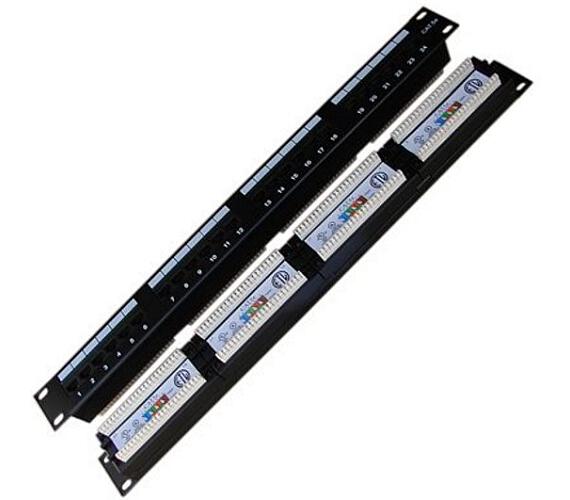 Diskuze DATACOM Patch panel 19" UTP 24 port CAT5E DUAL 1U BK (4x6p ...