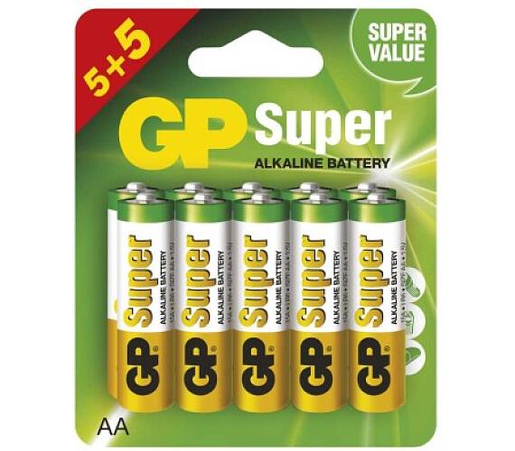 Alkalická baterie GP Super AA (LR6), 5+5 ks, display box (B1321G ...