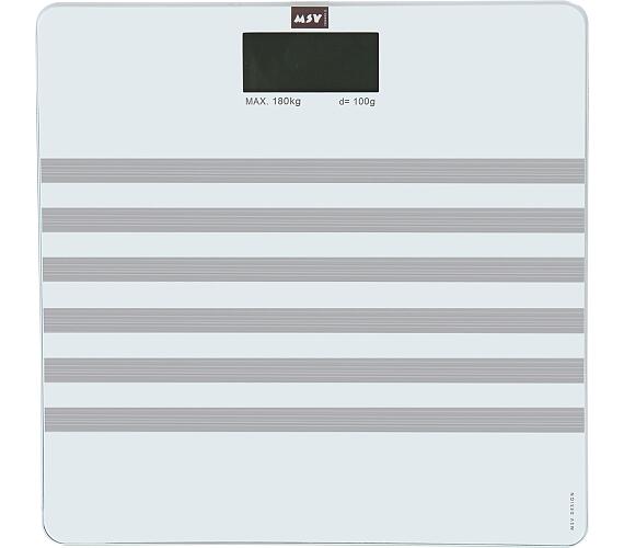 MSV osobní váha SEAUVILLE, bílá, šedé pruhy, sklo, 29 x 29 cm ...